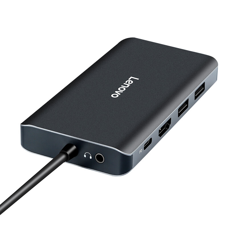 联想 lenovo Type-C扩展坞 LX0801 Type-C转HDMI/VGA/USB2.0*2/USB3.0*2/SD卡/TF卡/网口/音频接口 11口-中国中铁网上商城