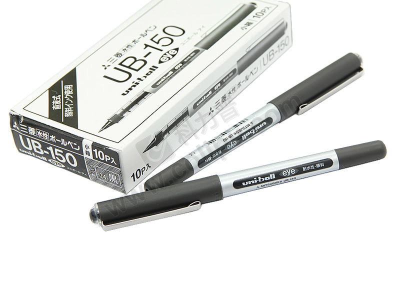 三菱 uni 拔帽直柱式耐水性走珠笔 UB-150 0.5mm (黑色) 10支/盒 (大包装)-融创集采商城