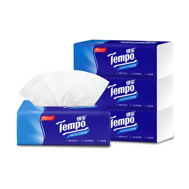 得宝 软包抽取式面巾纸 T2275 四层 90抽/包 (3+1)包/提 16提/箱 (天然无味)(新老包装交替以实物为准)-融创集采商城